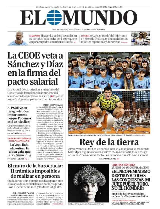 Las portadas de los periódicos del lunes 8 de mayo